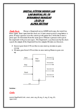 Digital System Design Lab Report two for Practice - Digital System ...
