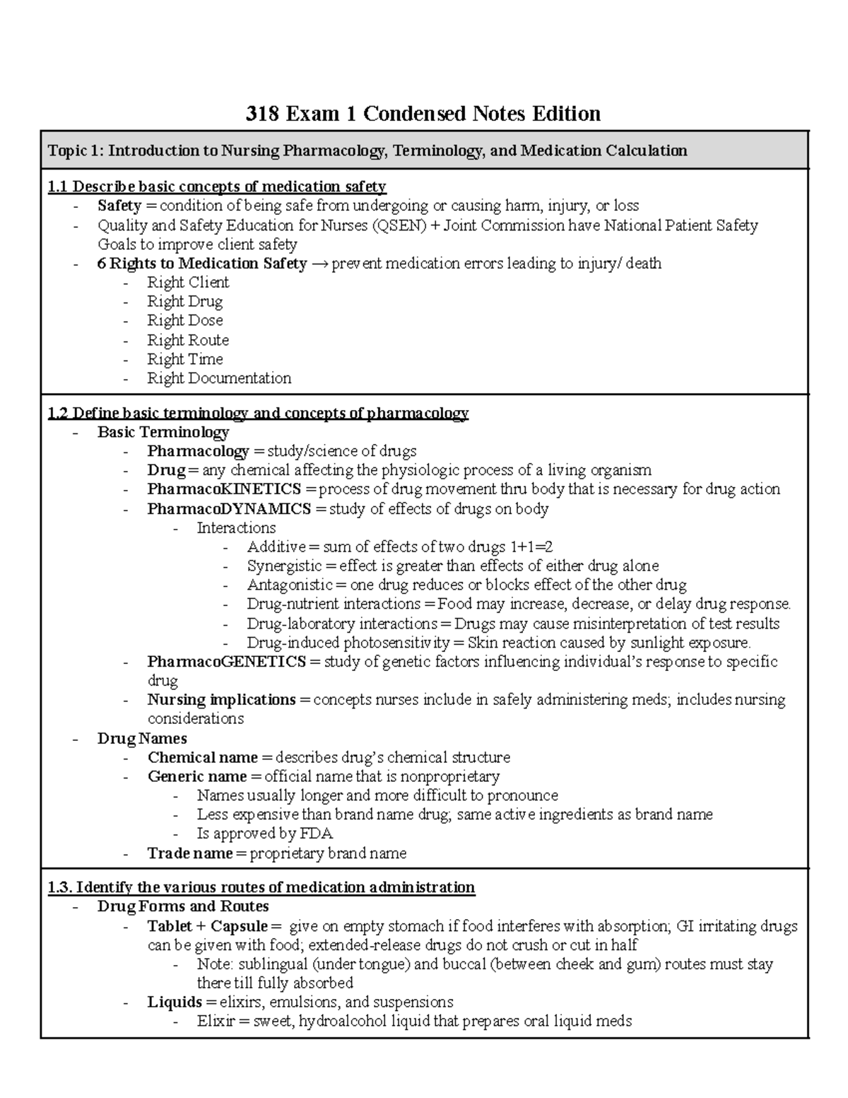 318 Exam 1 Notes (condensed) - 318 Exam 1 Condensed Notes Edition Topic ...