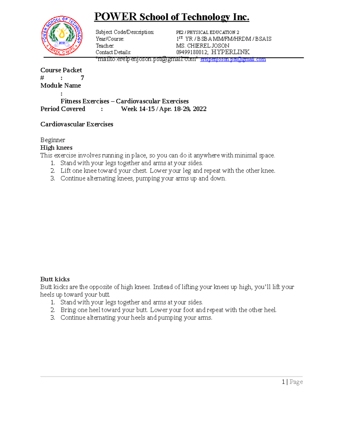 PE2- Course Packet 7- Worksheet 7- WEEK 14-15-APR. 18-29, 2022 ...