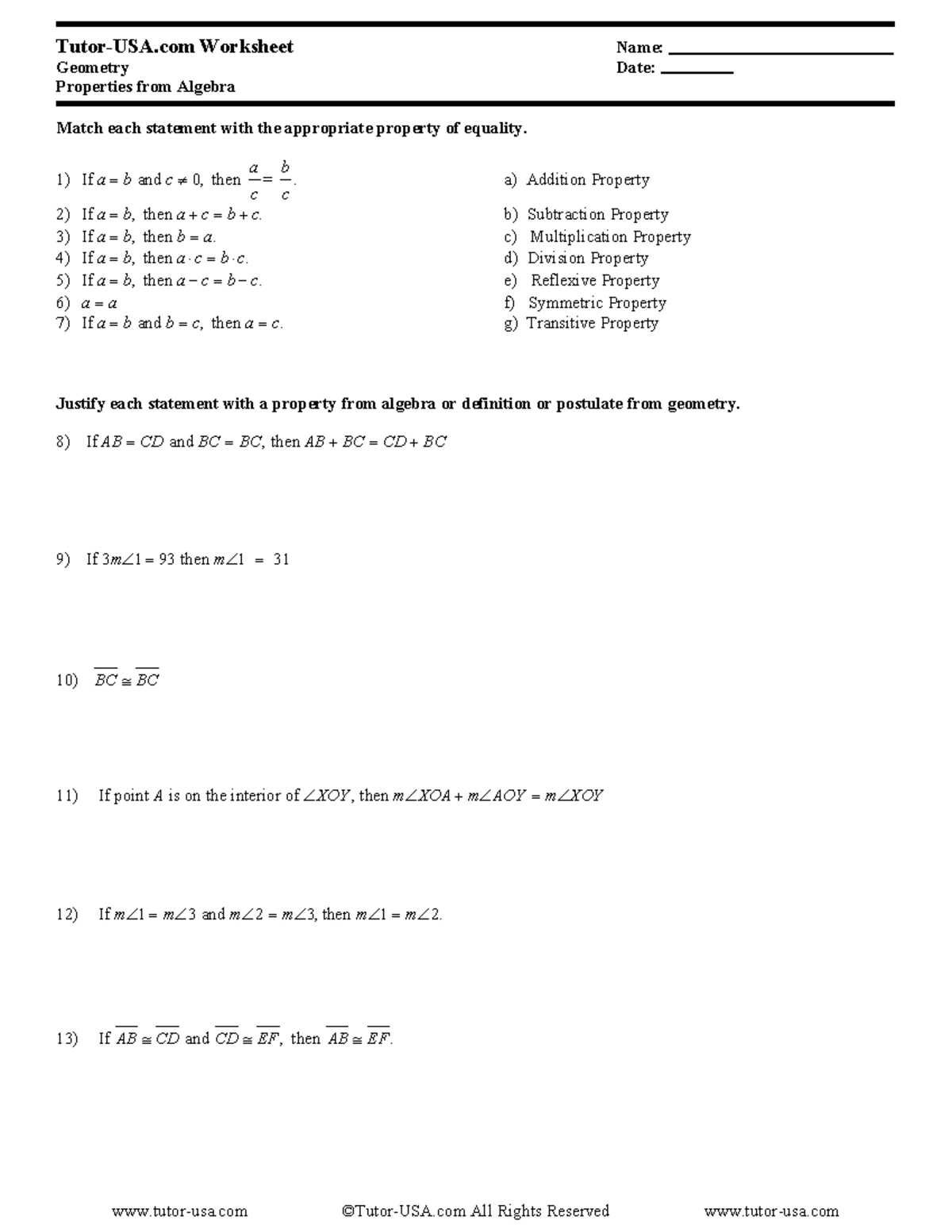 G2-properties-algebra - Tutor-USA Worksheet ame: Geometry Date ...