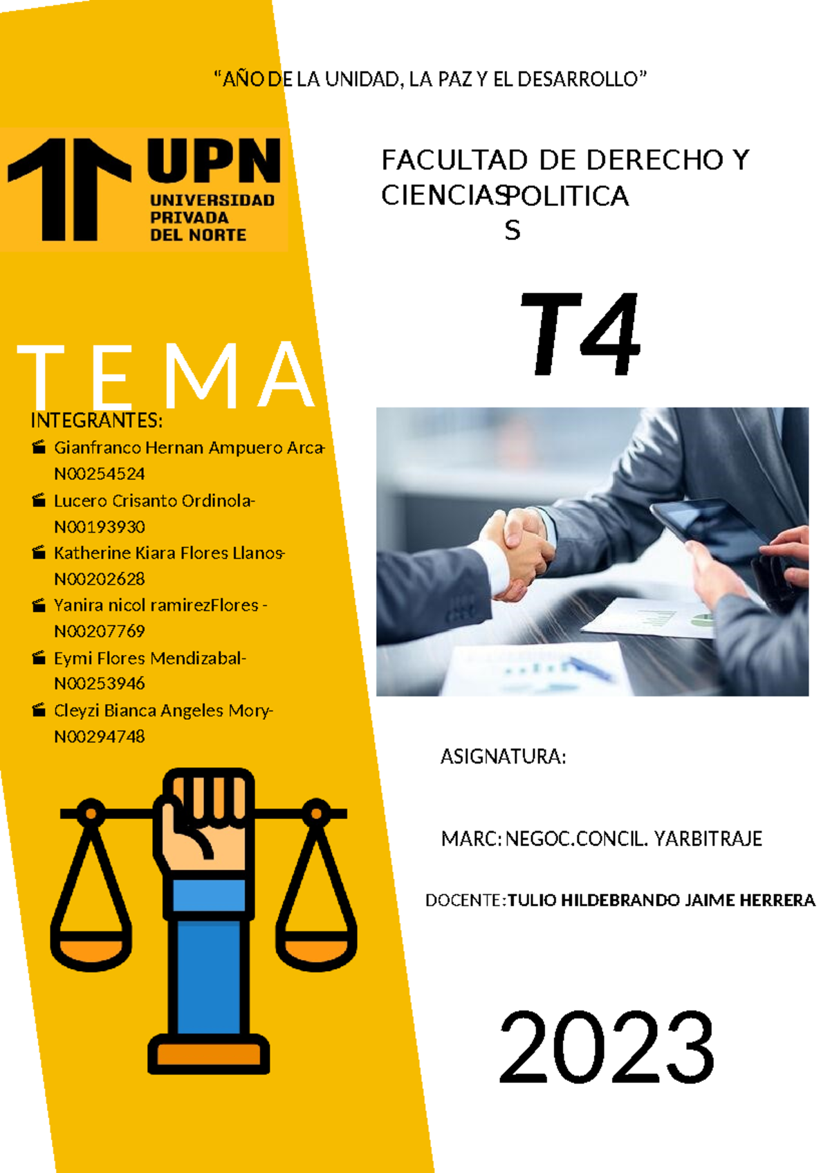 T4 grupal MARC - FACULTAD DE DERECHO Y CIENCIASPOLITICA S “AÑO DE LA ...