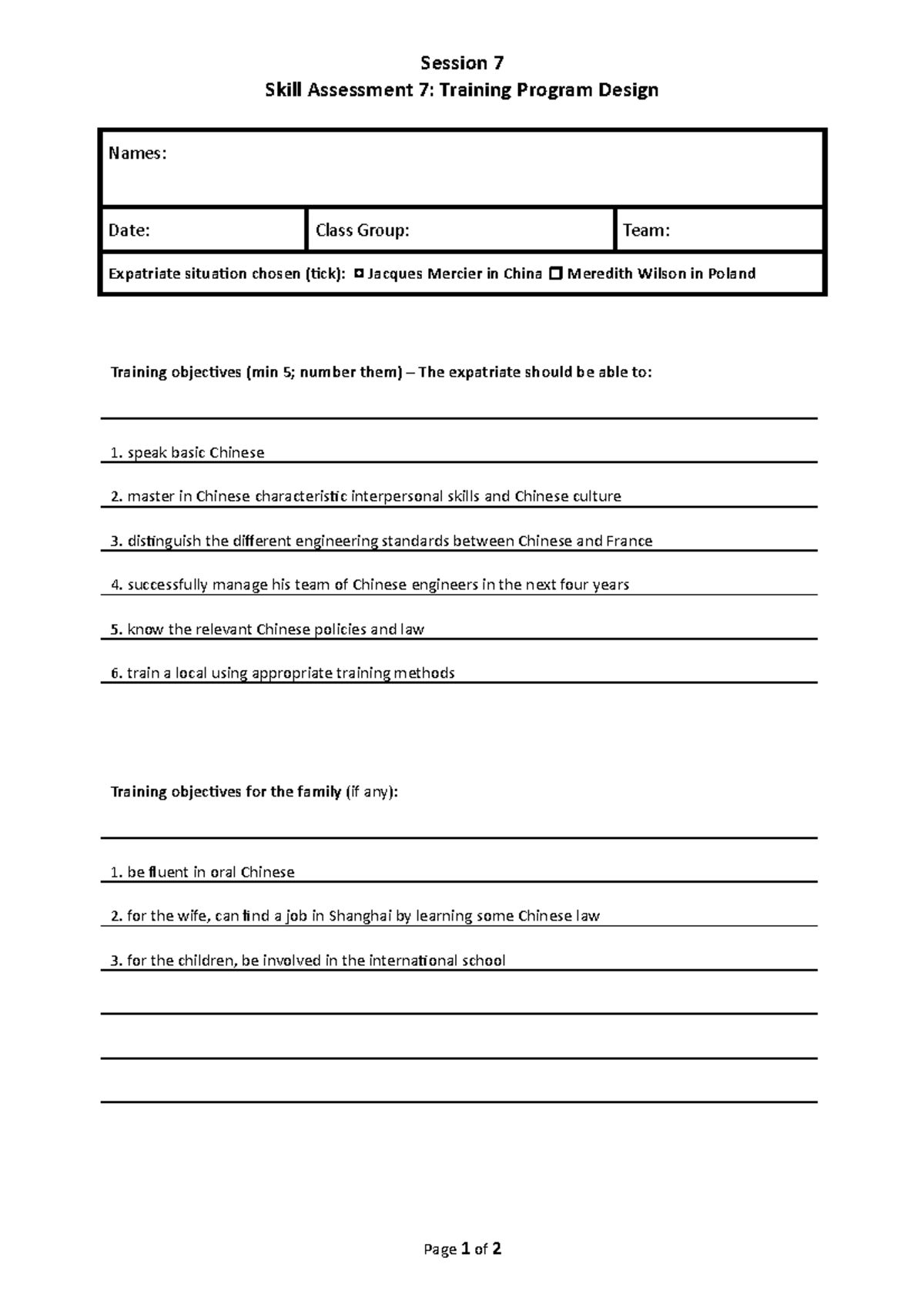 Session 7b Training Program Development - Session 7 Skill Assessment 7 ...