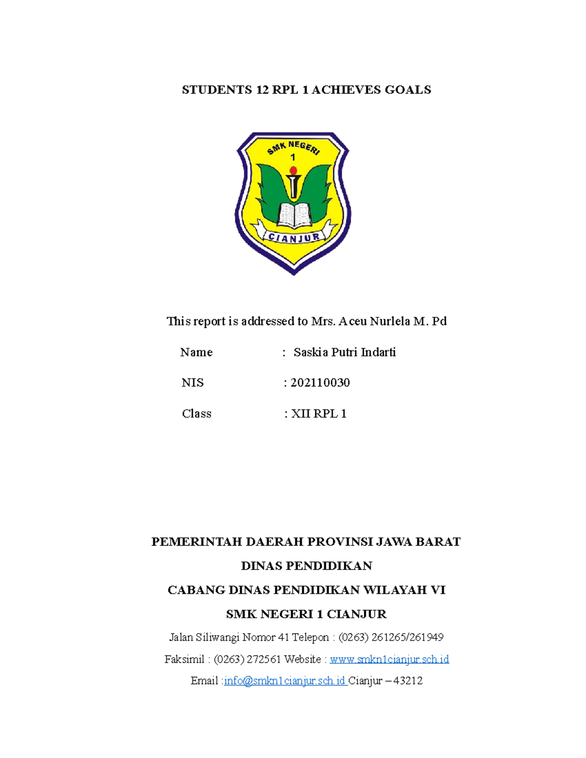 Students 12 RPL 1 Achieves Goals - STUDENTS 12 RPL 1 ACHIEVES GOALS ...