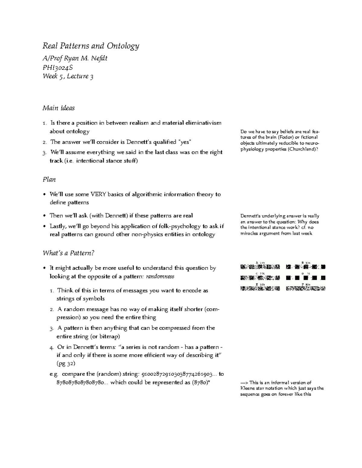 Week 5 Lecture 3 notes - A/Prof Ryan M. Nefdt PHI 3024 S Week 5 ...