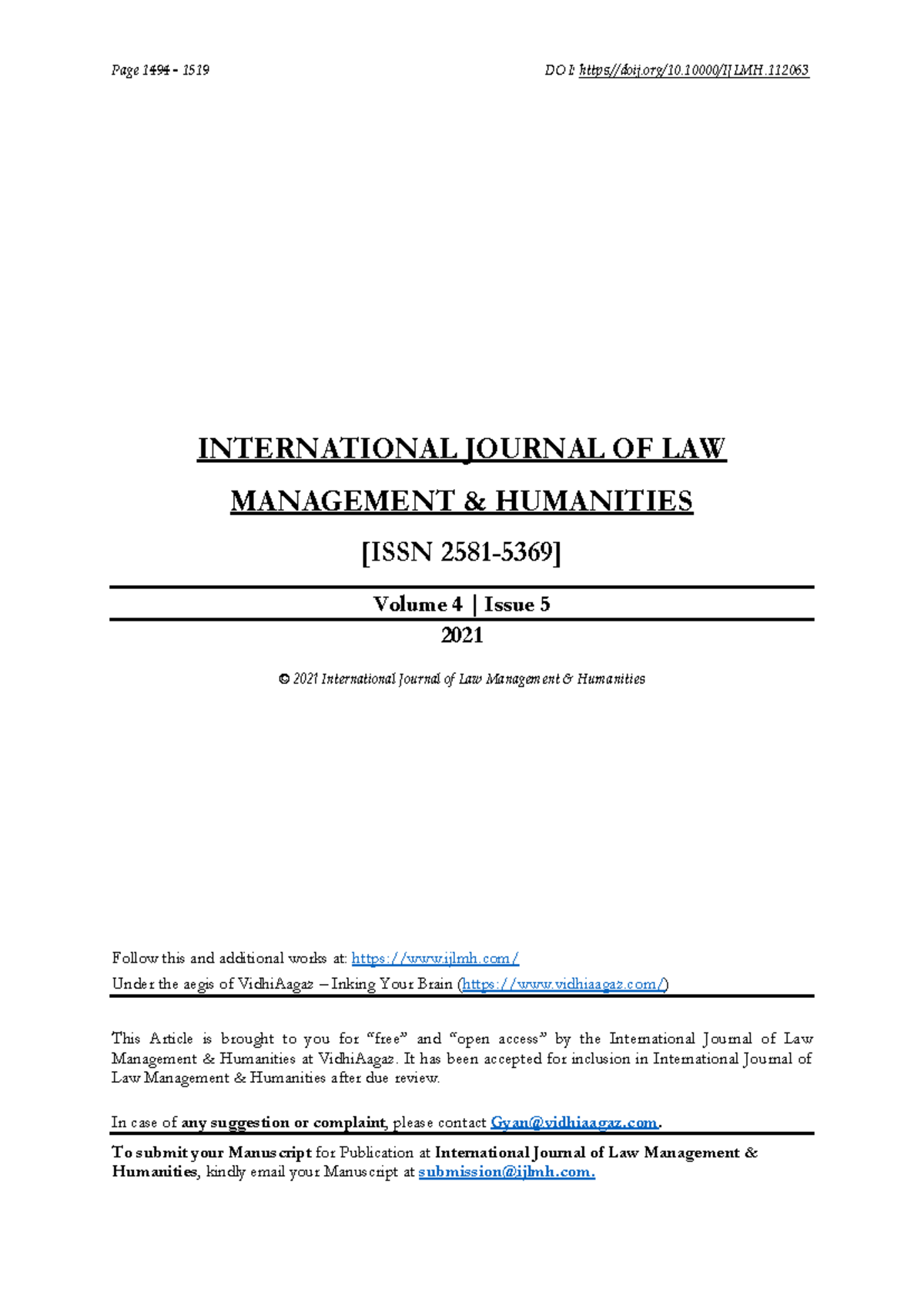 Credibility-of-Witness - Page 1494 - 1519 DOI: doij/10.10000/IJLMH ...