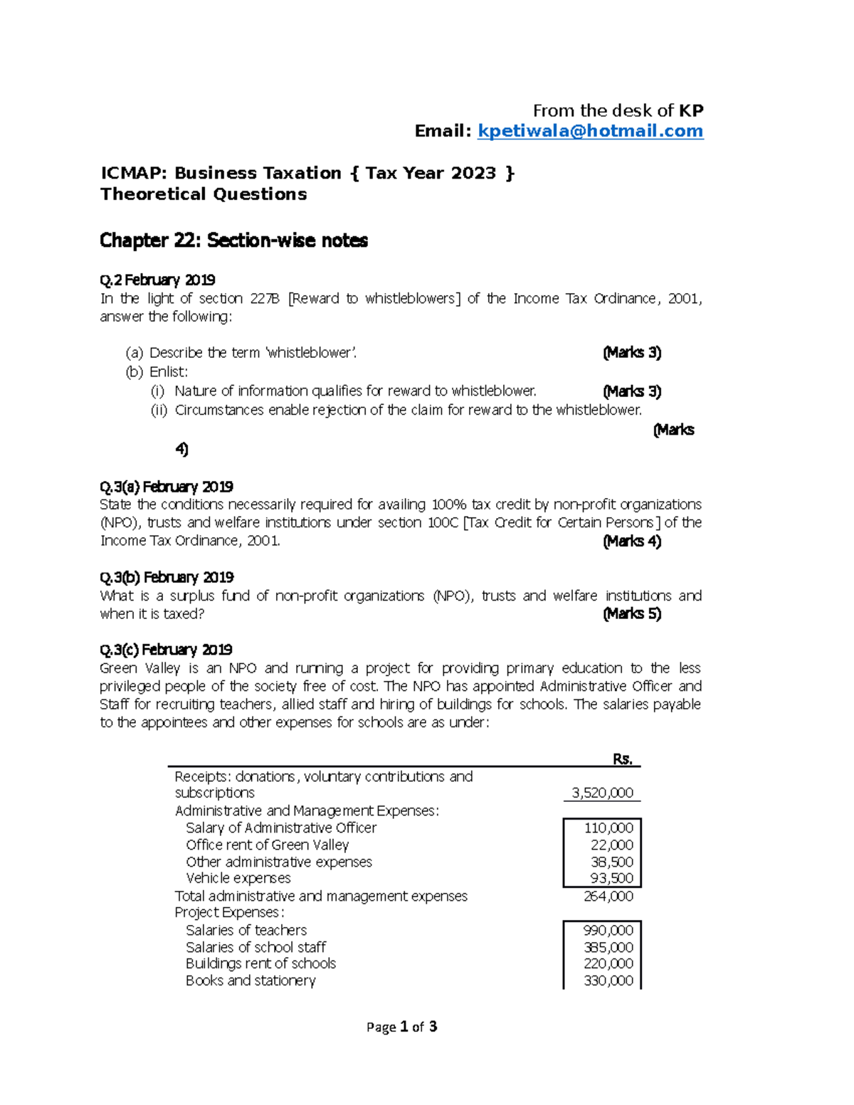 Icmap chapter 22a - tax notes by khalid petiwala - From the desk of KP ...