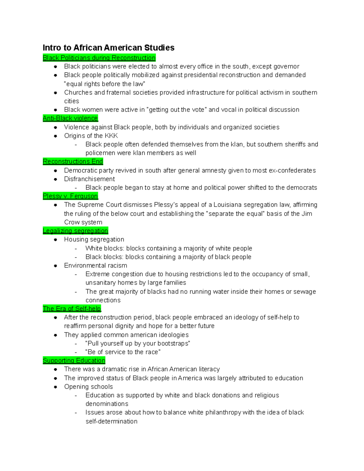 Intro to AA Studies- Black politicians during reconstruction - Intro to ...