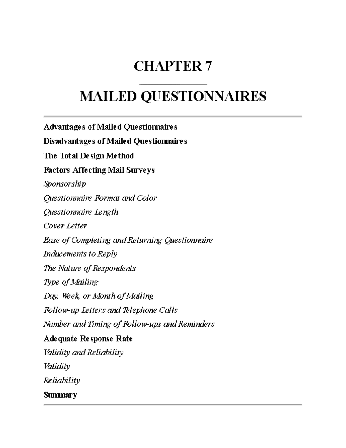 Ch -7 mailed questionnaires - CHAPTER 7 MAILED QUESTIONNAIRES ...