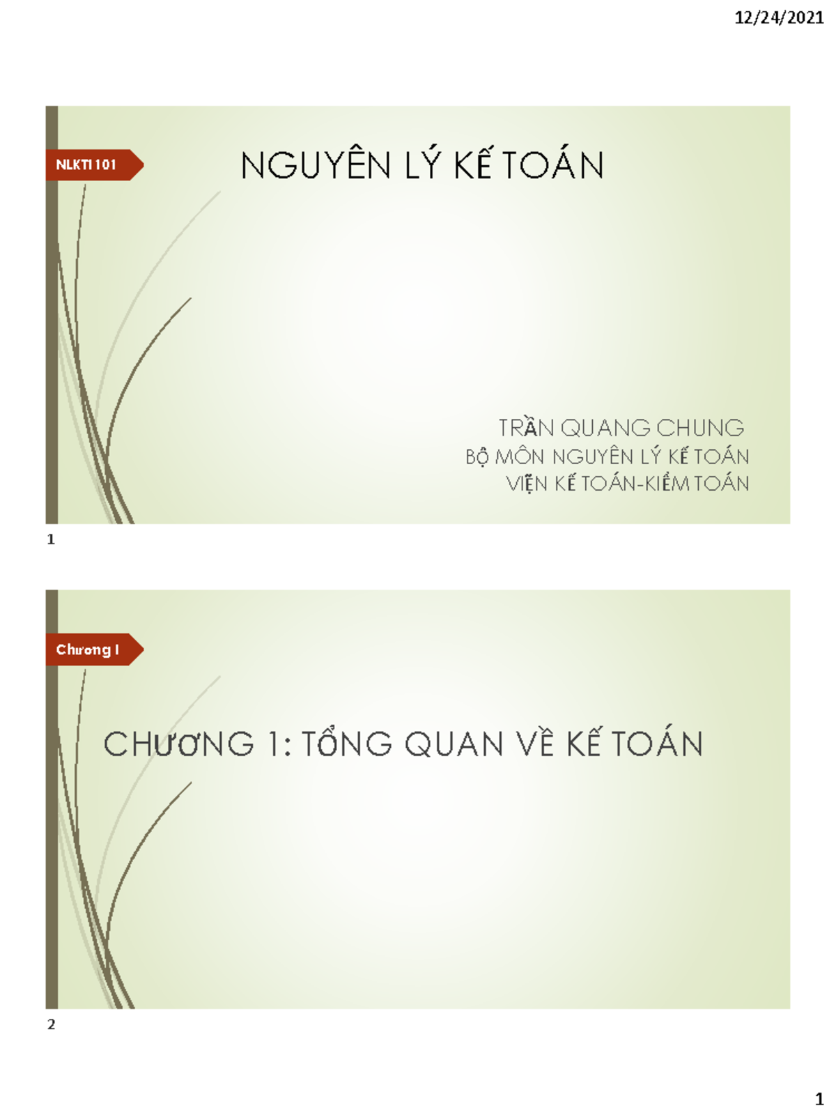 Chương 1 Tổng quan về kế toán - NGUY N L› K¾ TO¡N TRẦN QUANG CHUNG ####### BÞM‘N NGUY N L› K¾TO ...