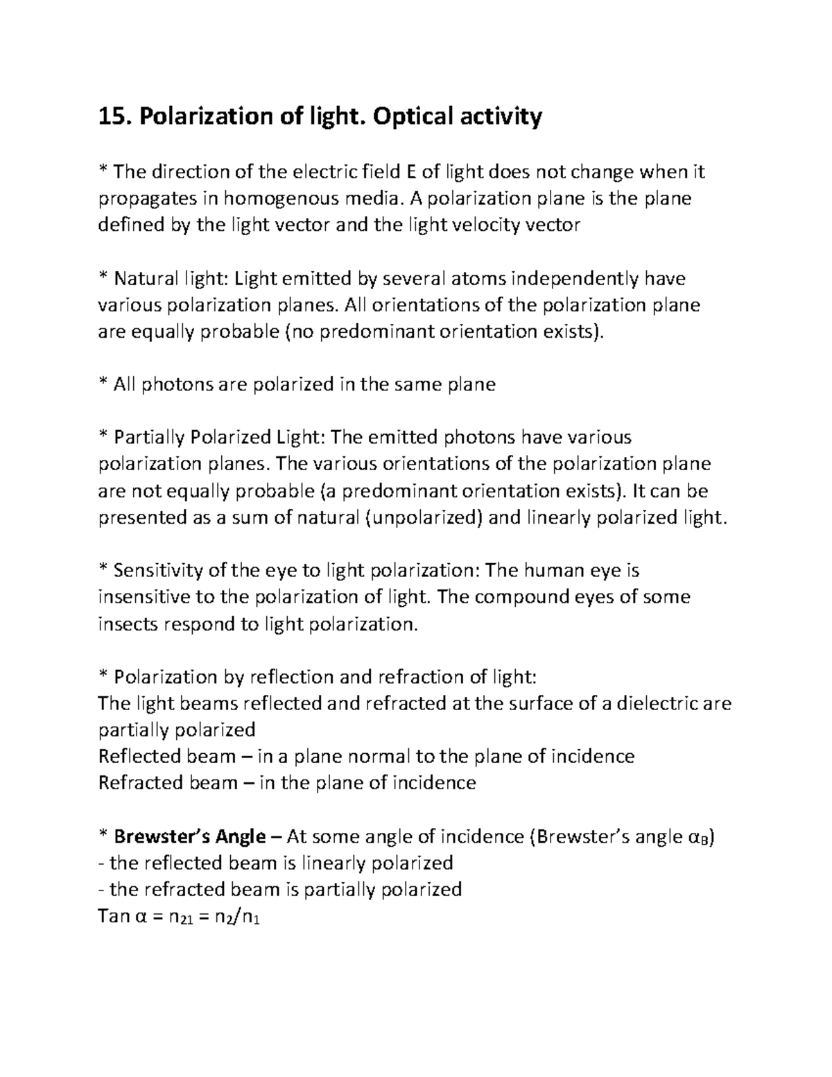 Polarisation of Light. Optical Activity - 15. Polarization of light ...