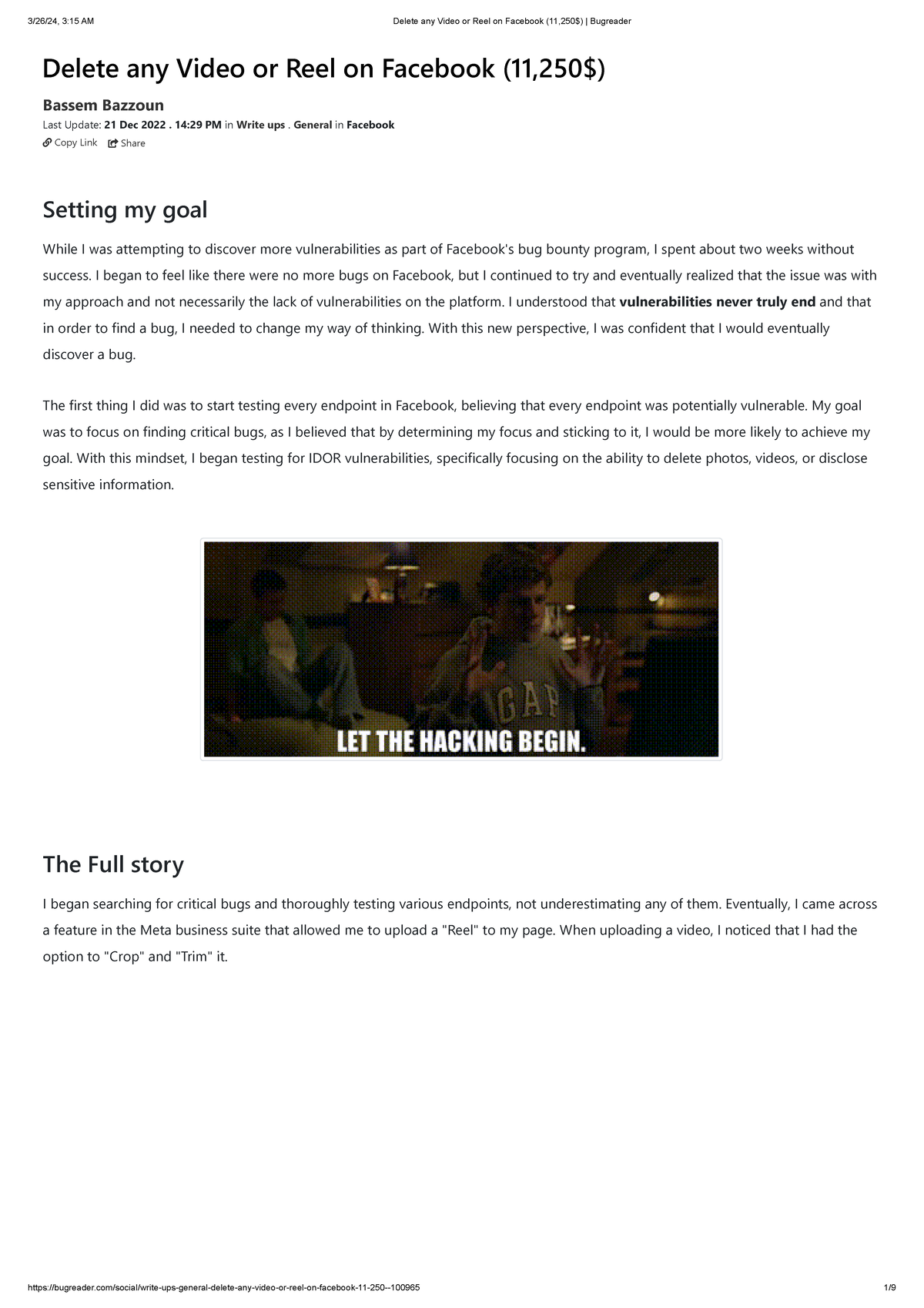 Delete any Video or Reel on Facebook (11,250$) Bugreader - Delete any Video or Reel on Facebook ...