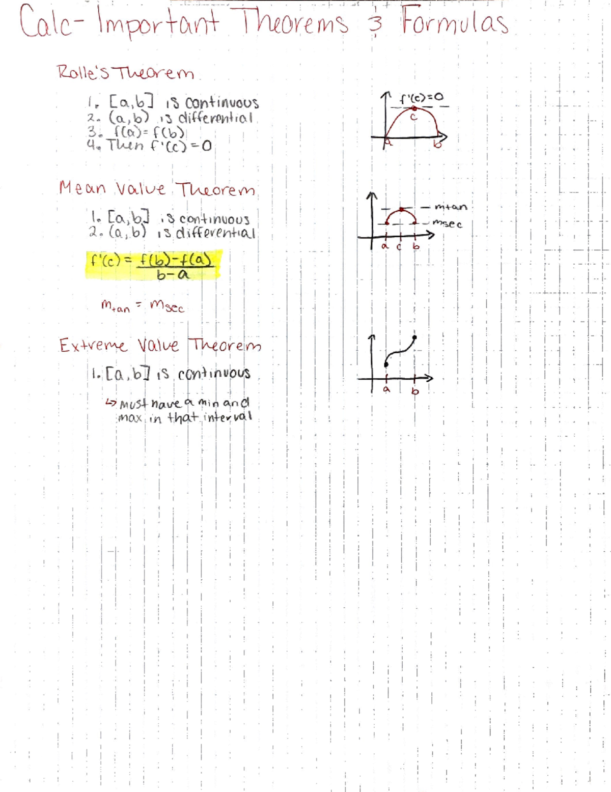 Calc 1 - Rules and Theorems - MATH 252 - Studocu