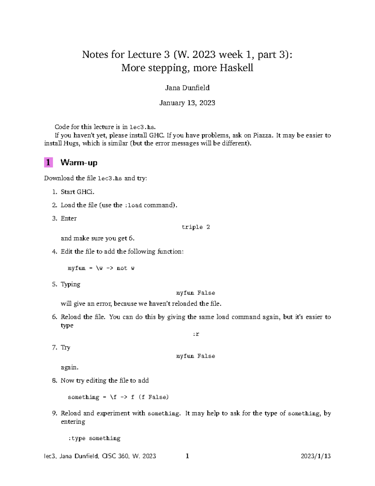 360-lec3 - notes - Notes for Lecture 3 (W. 2023 week 1, part 3): More ...