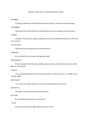 MGT501 highlighted handouts by Masters - his subject/course is designed ...