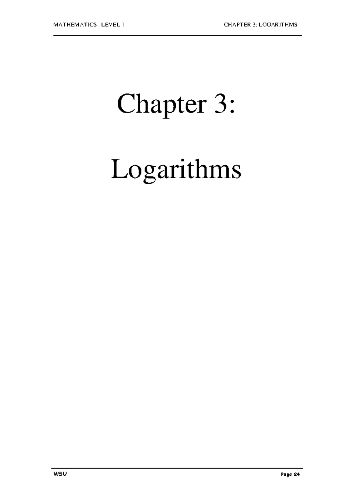 Chapter 3 Logarithms - Mathematics 1: Logarithims - Chapter 3 ...