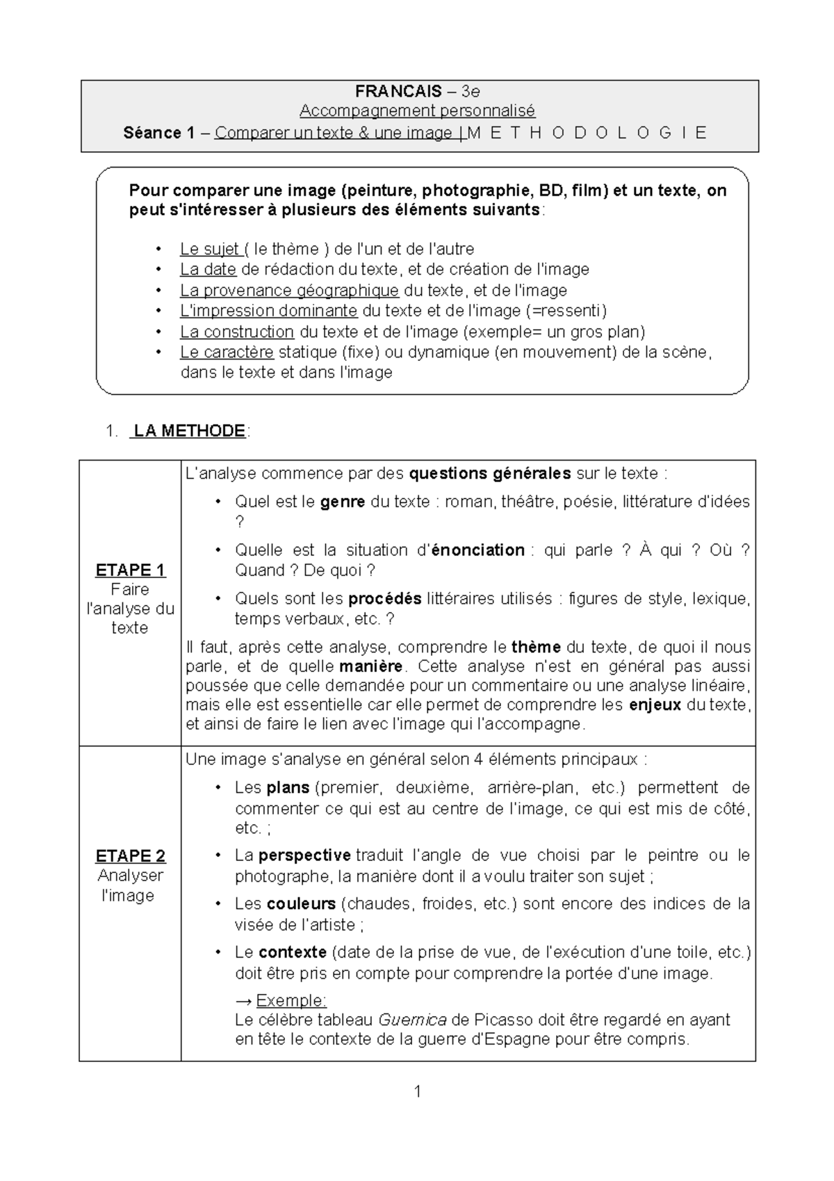 Séance 1 - comparer un texte et une image - Séance 1 – Comparer un ...