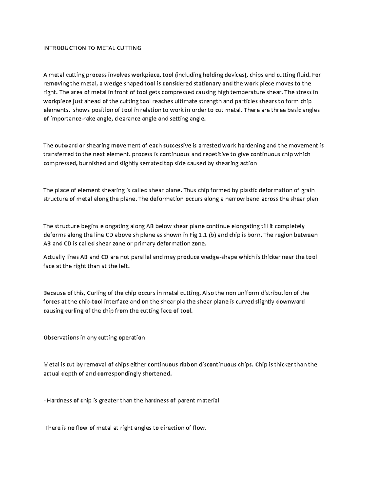 MTDM Module 1 part 1 - INTRODUCTION TO METAL CUTTING A metal cutting ...
