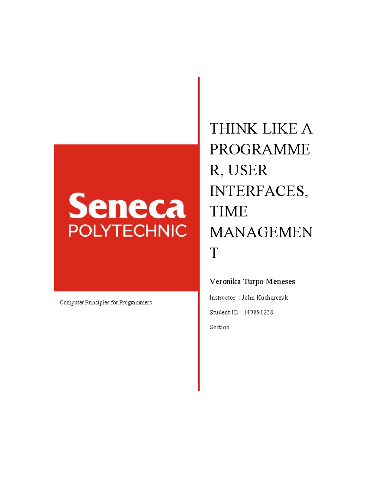 Activity 08 Think Like a Programmer, User Interfaces, Time Management ...