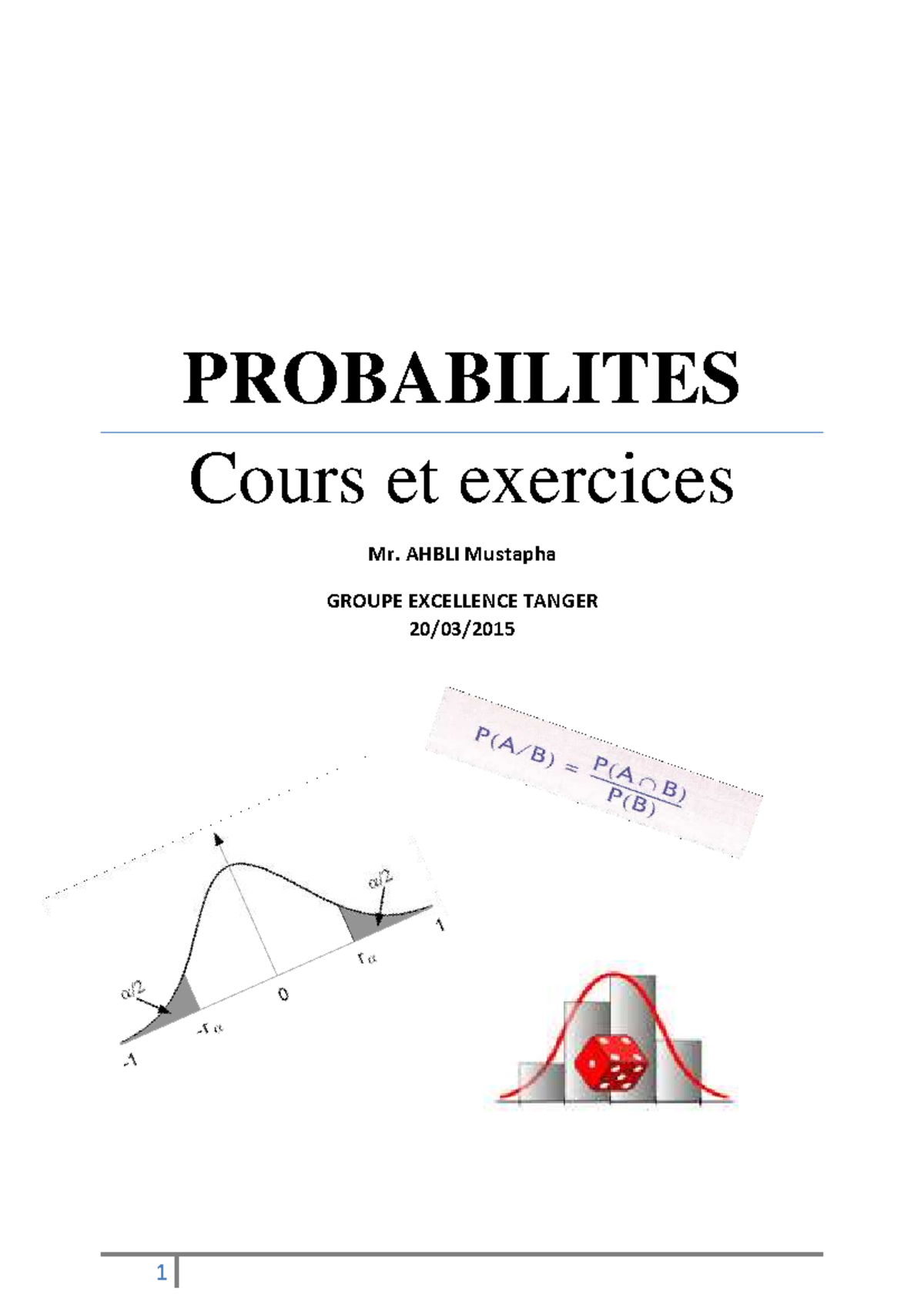 PROBABILITES Cours et exercices - AHBLI Mustapha GROUPE EXCELLENCE ...