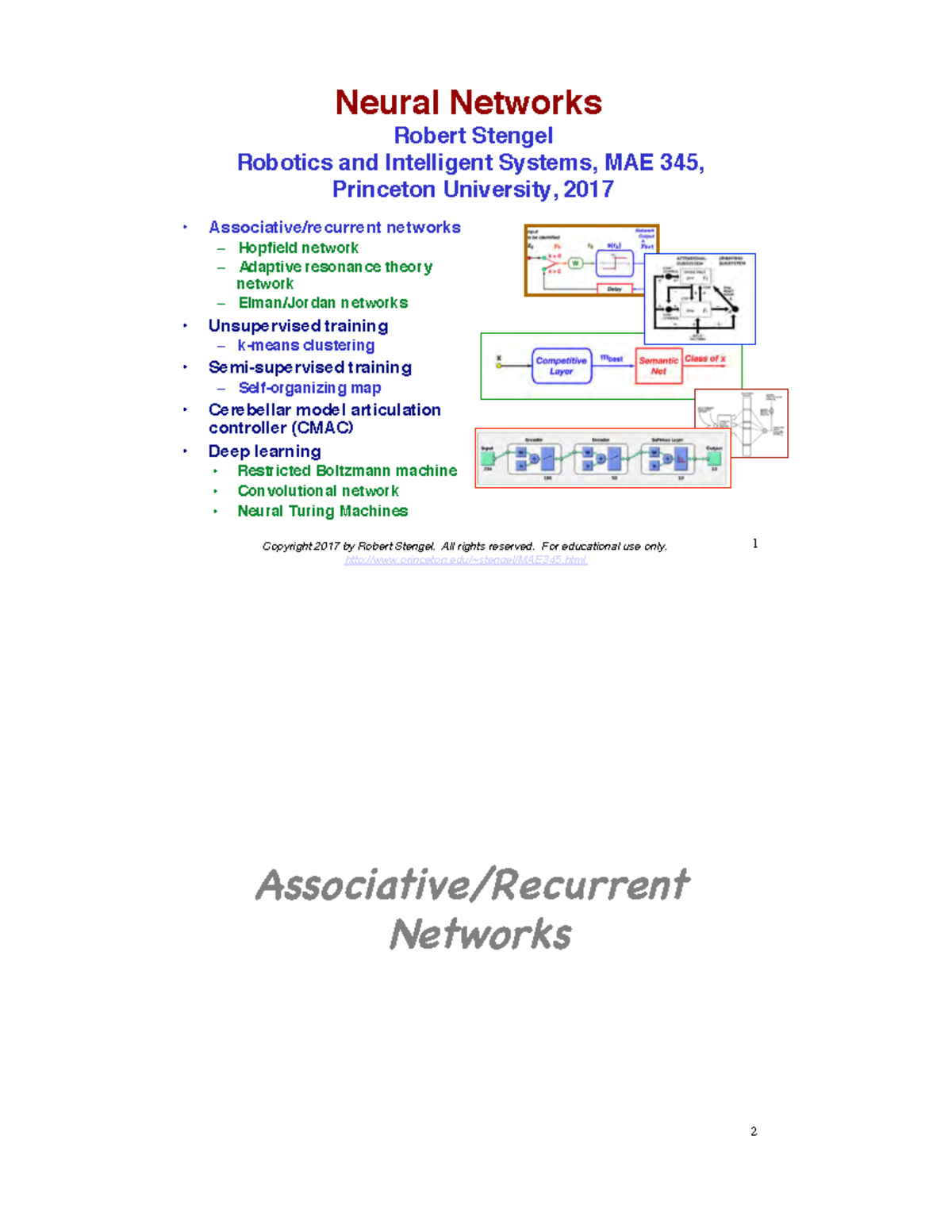 Neural Networks - Neural Networks! Robert Stengel! Robotics and ...