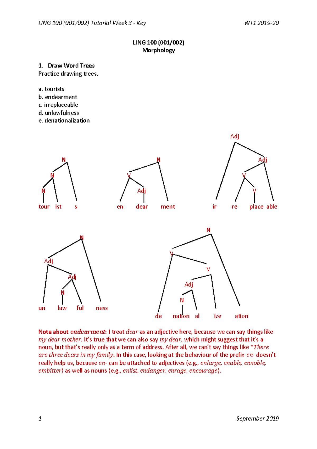 Tutorial Week4 LING100 WT1-2019-20 key - Warning: TT: undefined function: 32 Warning: TT ...