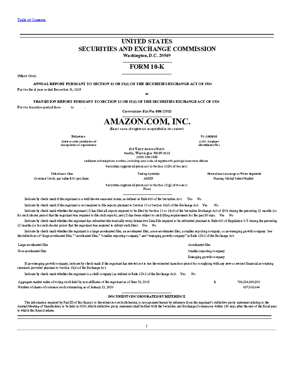 Amazon 2019 10K - .................. - UNITED STATES SECURITIES AND ...