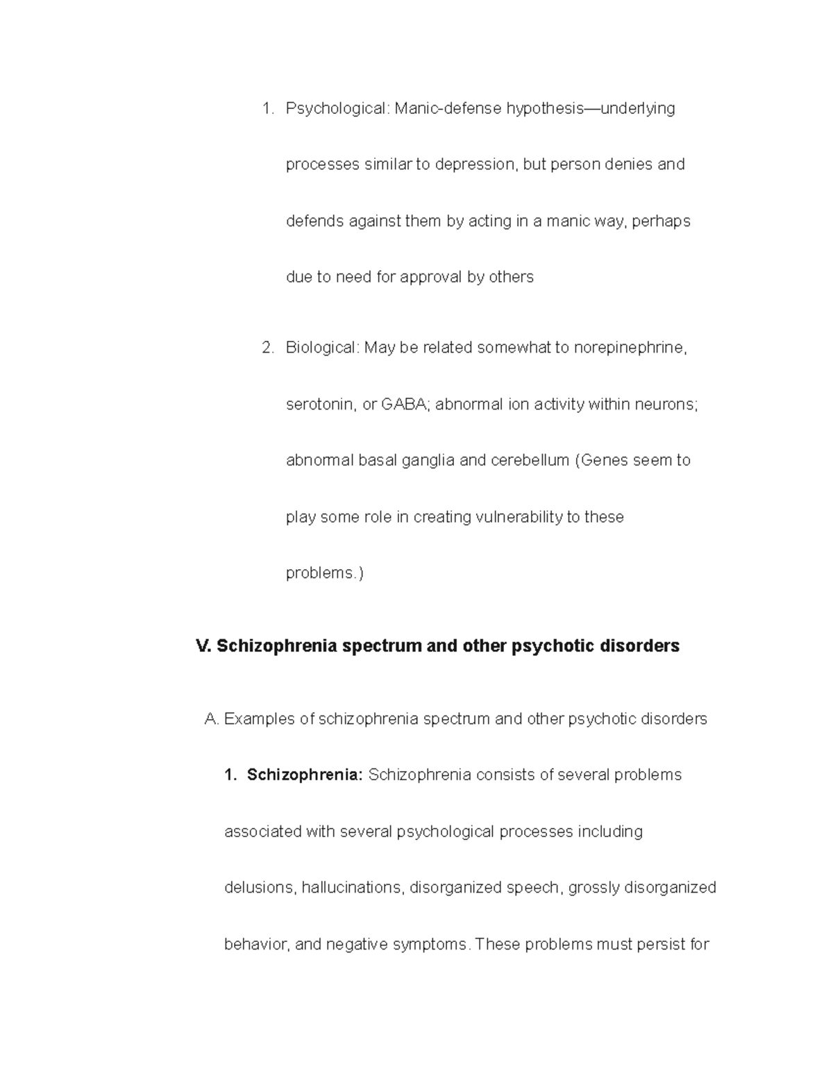 Psychological - Notes - Psychological: Manic-defense hypothesis ...