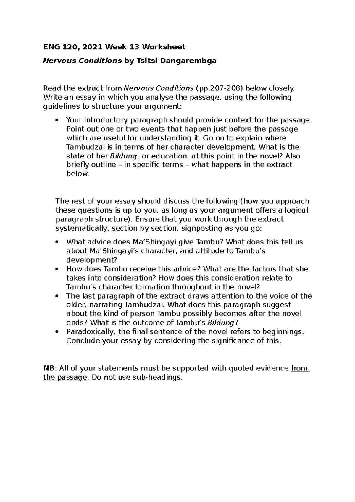 Week 13 Worksheet - ENG 110 - UP - Studocu