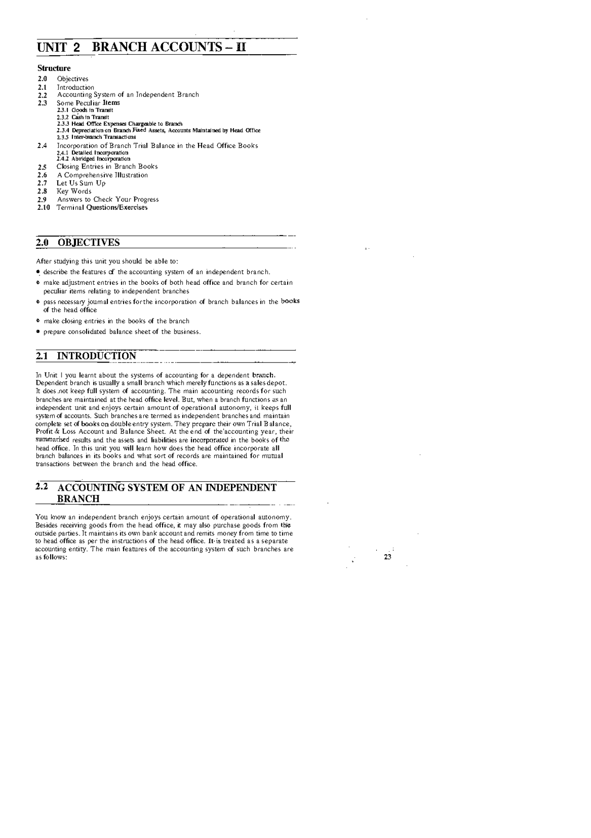 Unit-2 - good points - UNIT 2 BRANCH ACCOUNTS - I Structure 2 ...