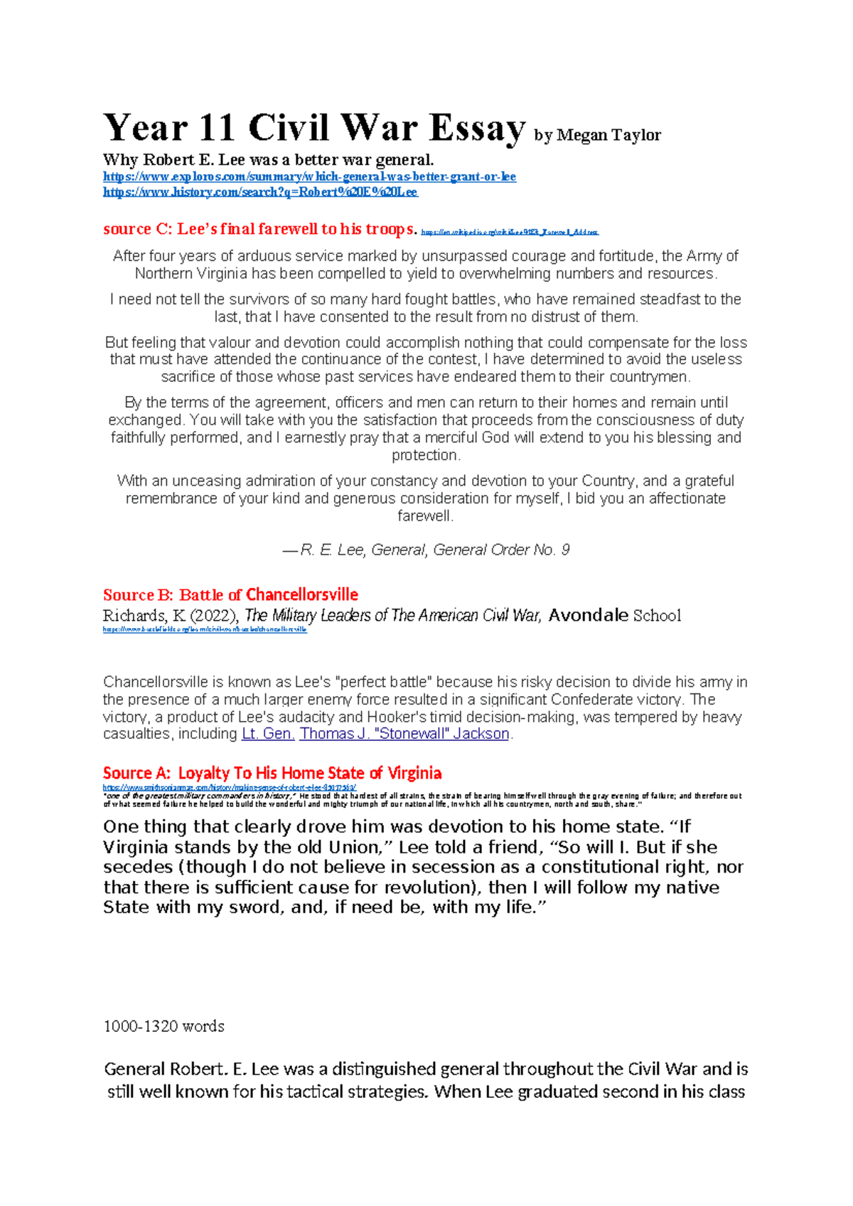 Year 11 Civil War Essay - n.a. - Year 11 Civil War Essay by Megan ...