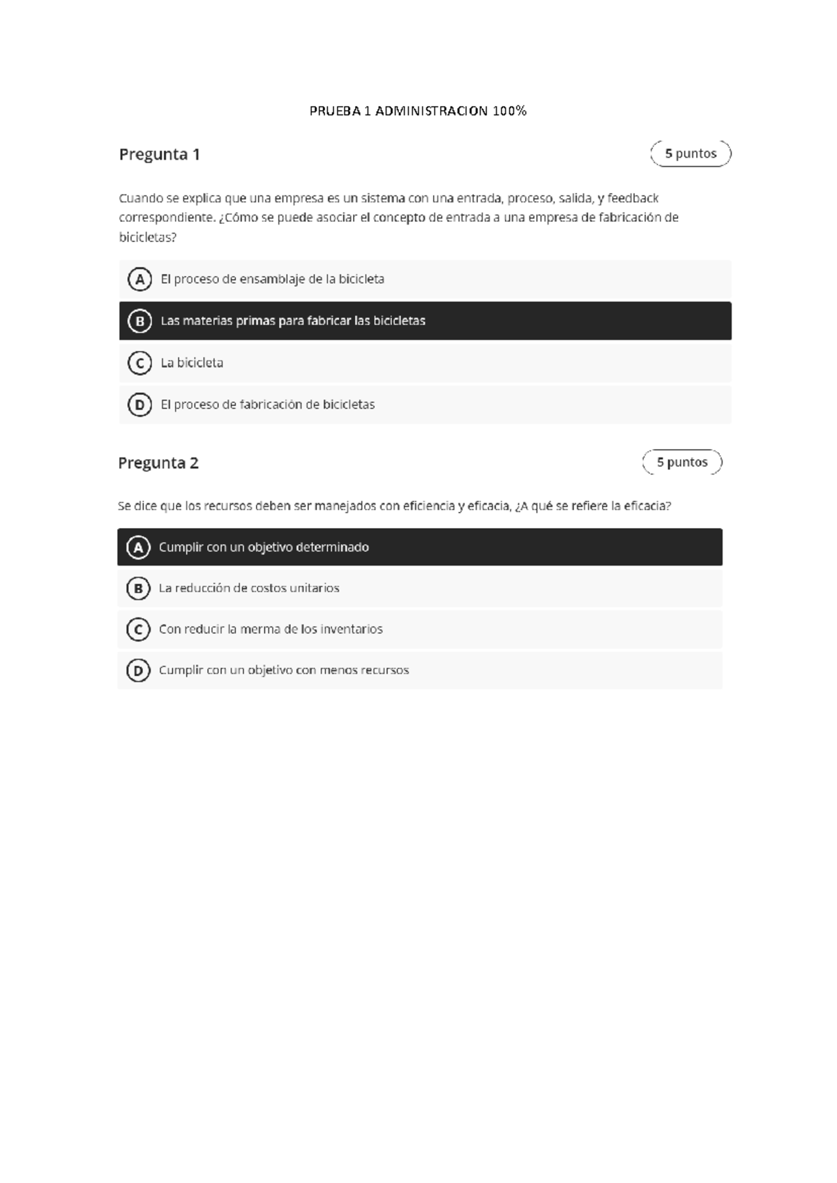 Prueba 1 Administracion - PRUEBA 1 ADMINISTRACION 100% - Studocu