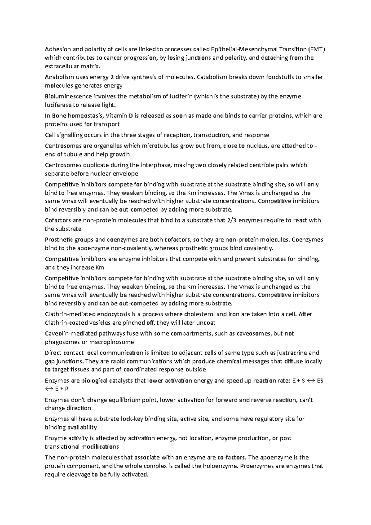 HUBS2206 Formal Exam Summary - Adhesion and polarity of cells are ...