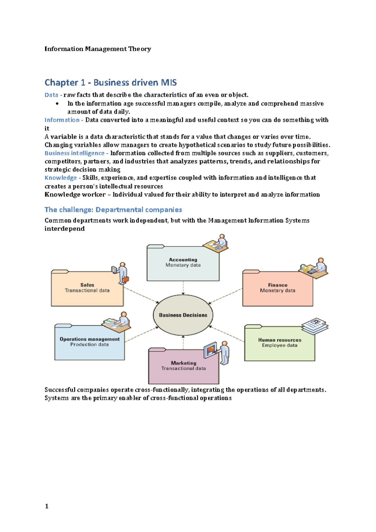 Information Management Theory summary - Information Management Theory ...