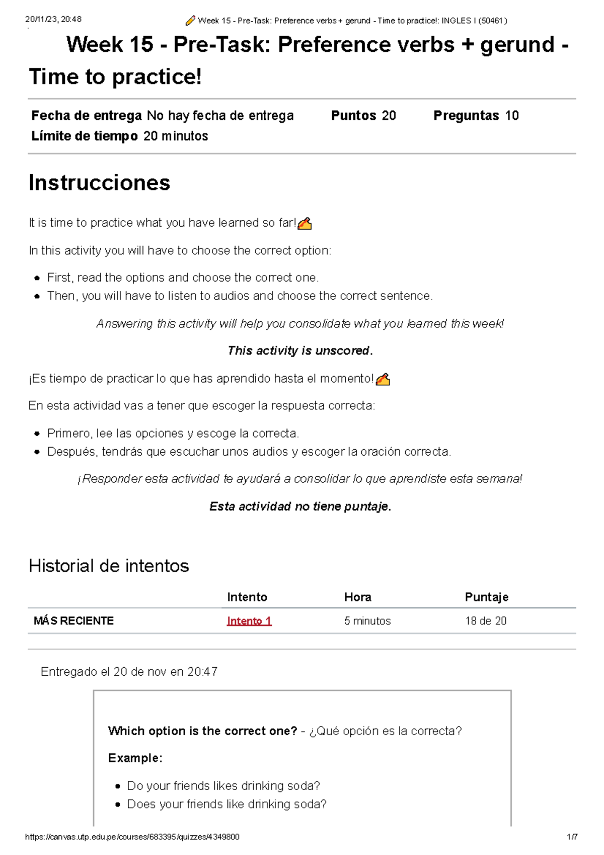 ️ Week 15 - Pre-Task Preference verbs + gerund - Time to practice ...