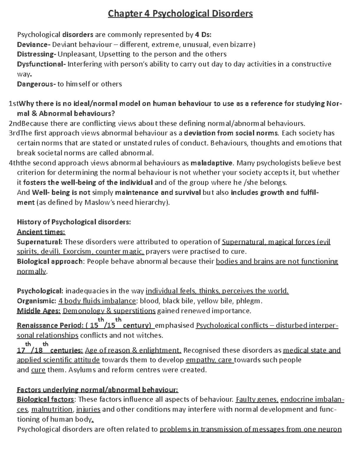 Chapter 4 Psychological Disorders - Chapter 4 Psychological Disorders ...