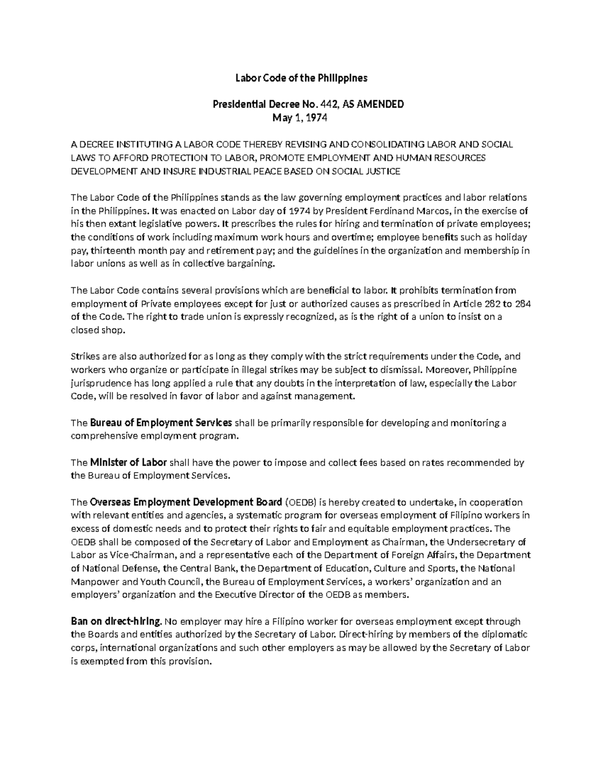 Labor Code of the Philippines - Labor Code of the Philippines ...