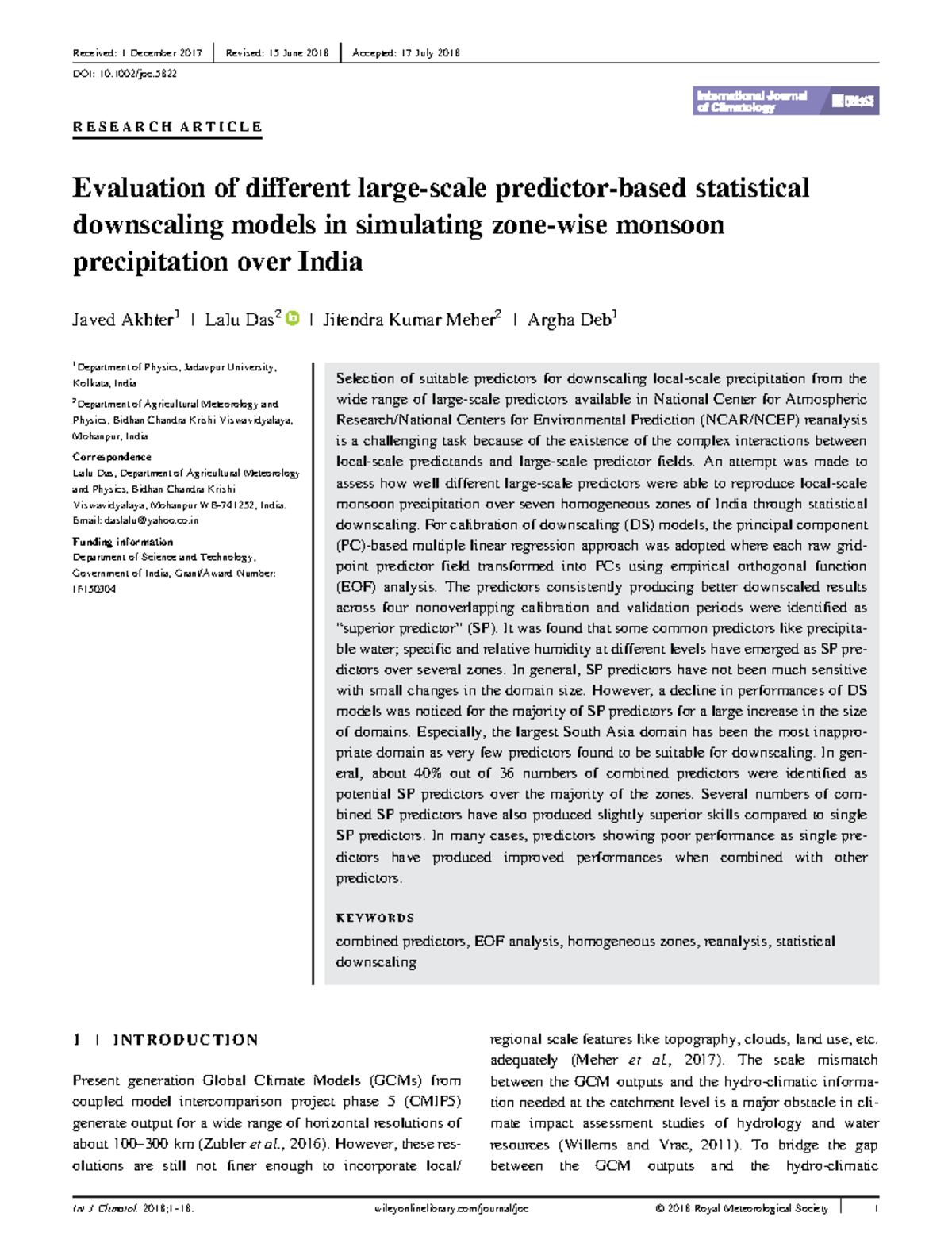 Evaluation of different large scale pred - R E S E A R C H A R T I C L ...