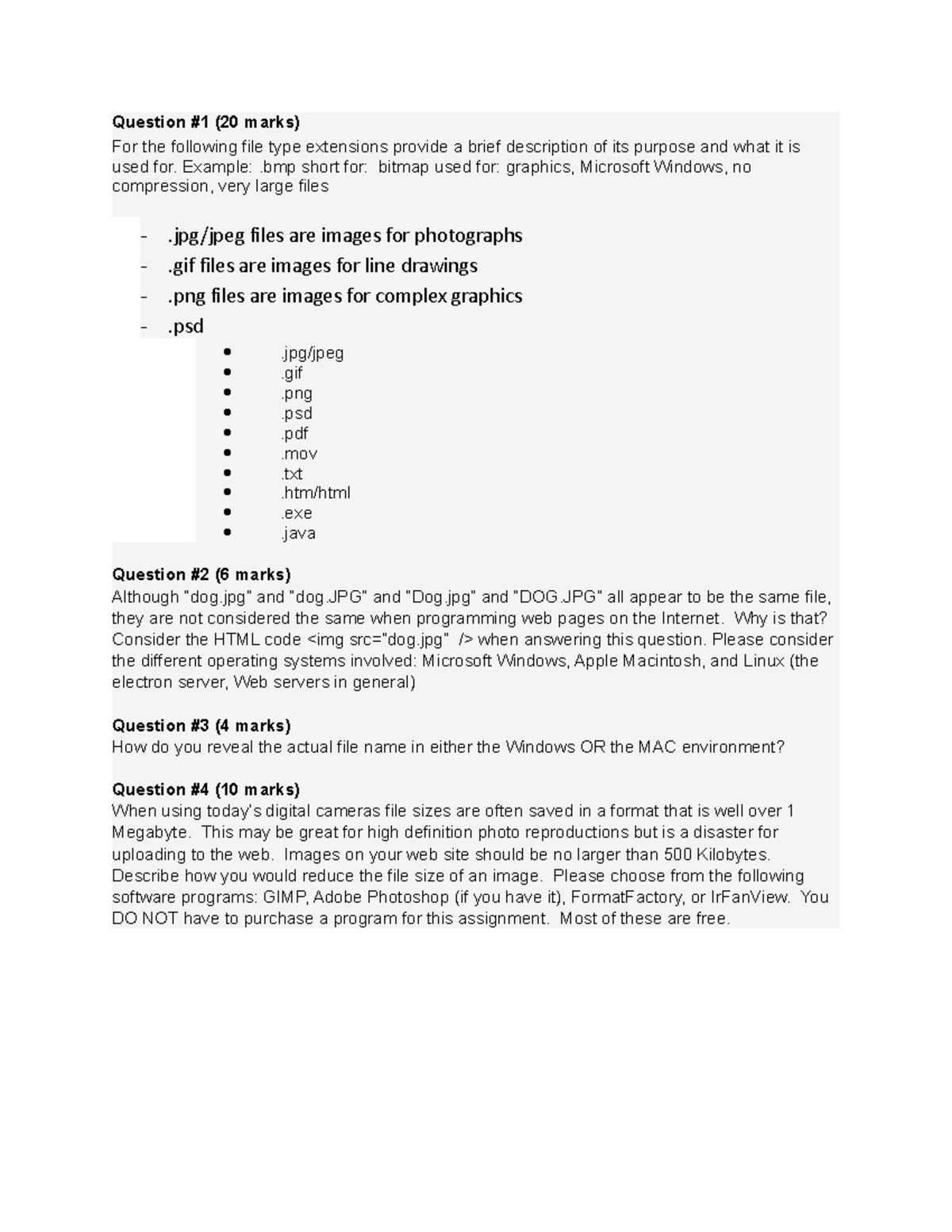 Intro to internet #2 - practice - Question #1 (20 marks) For the ...