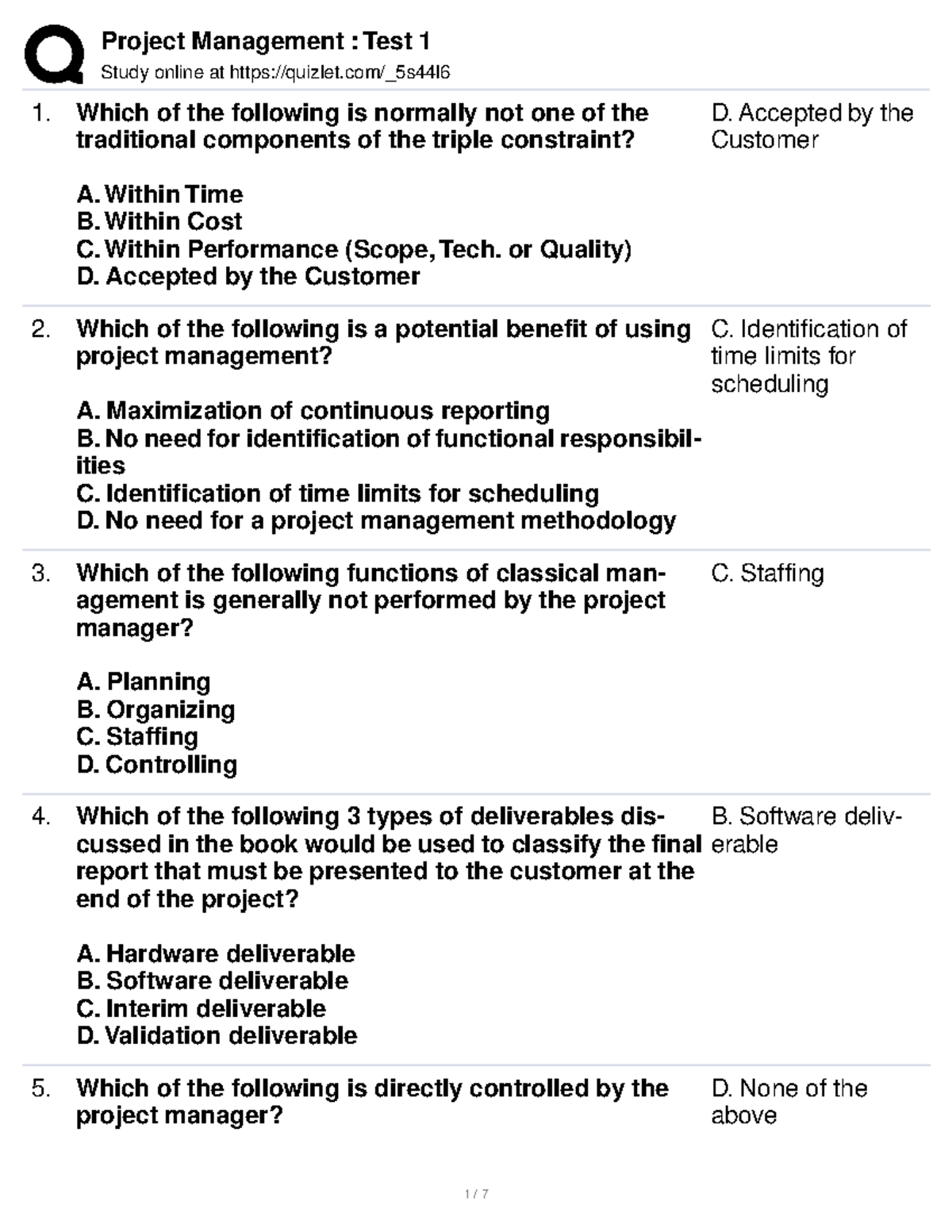 Project Management Test 1 - Study online at quizlet/_5s44l Which of the ...