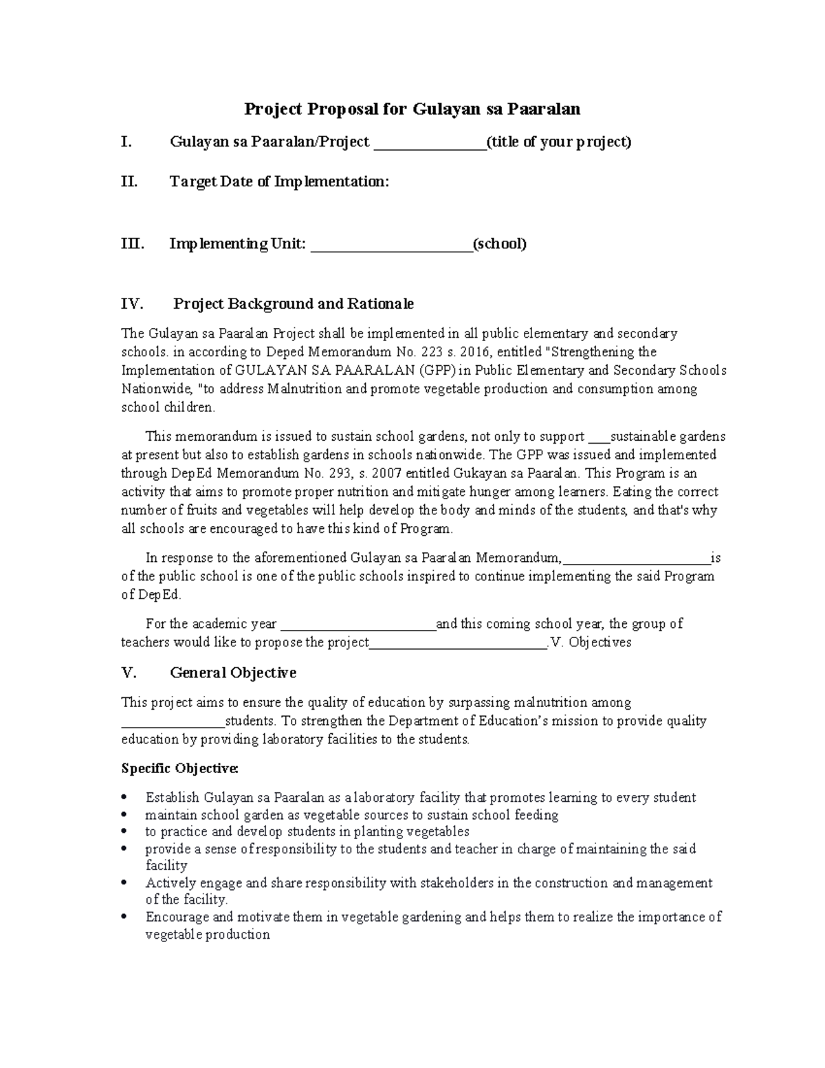 Gpp-proposal - good - Project Proposal for Gulayan sa Paaralan I ...