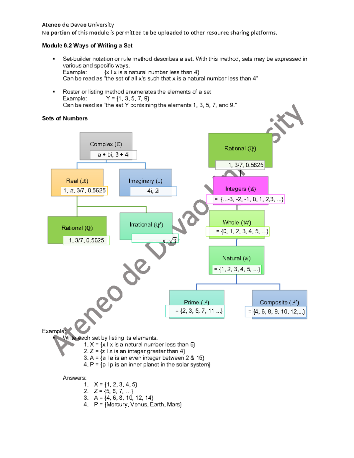6.2 Ways of Writing a Set - Ateneo de Davao University No portion of ...