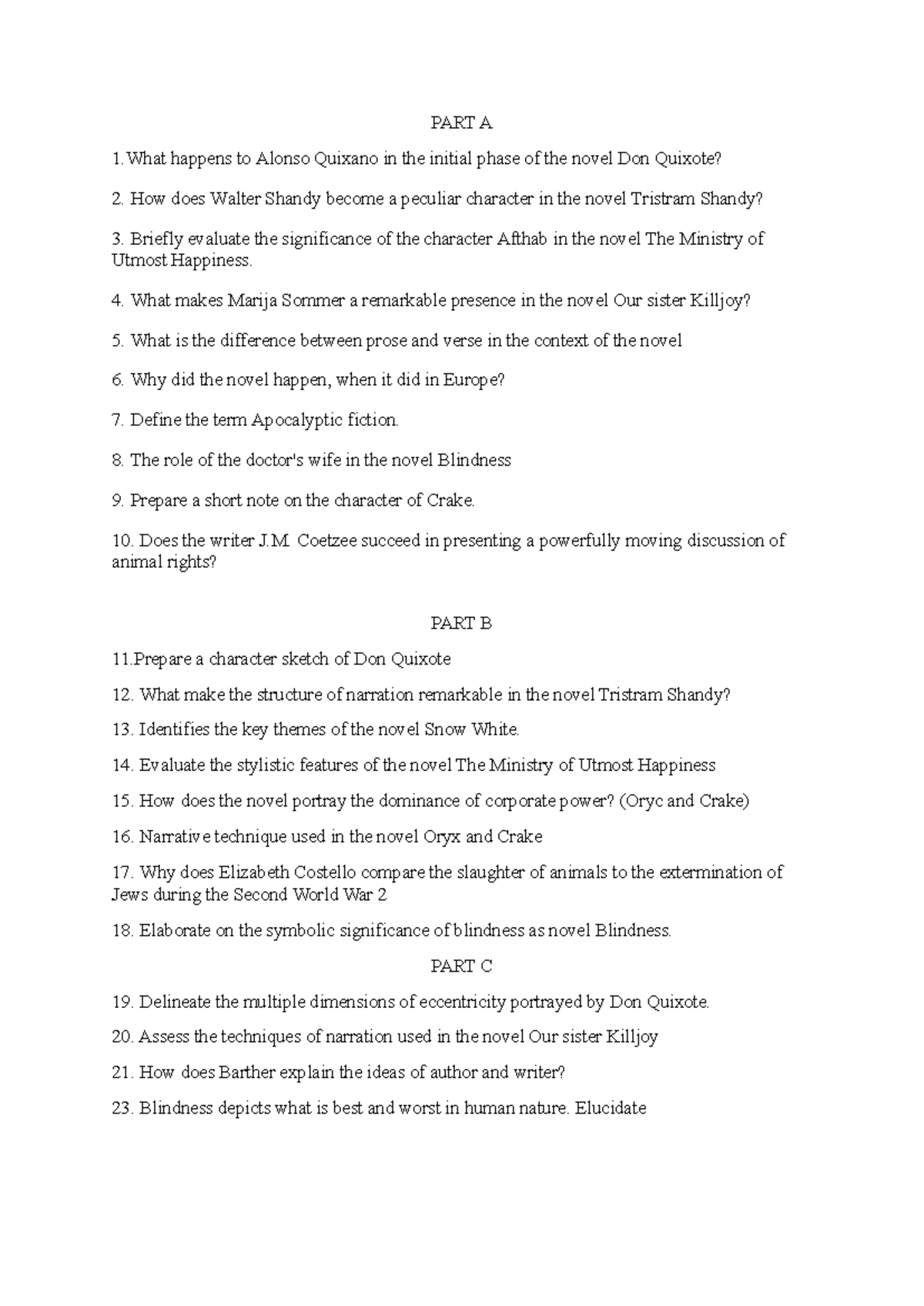 Ethics Internal QP - PART A 1 happens to Alonso Quixano in the initial ...