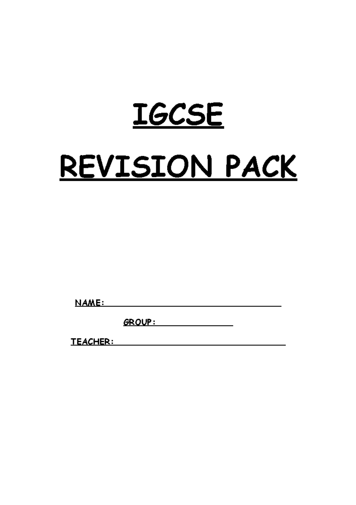 Igcse Revision BOOK - Last minute practice sheet - IGCSE REVISION PACK ...