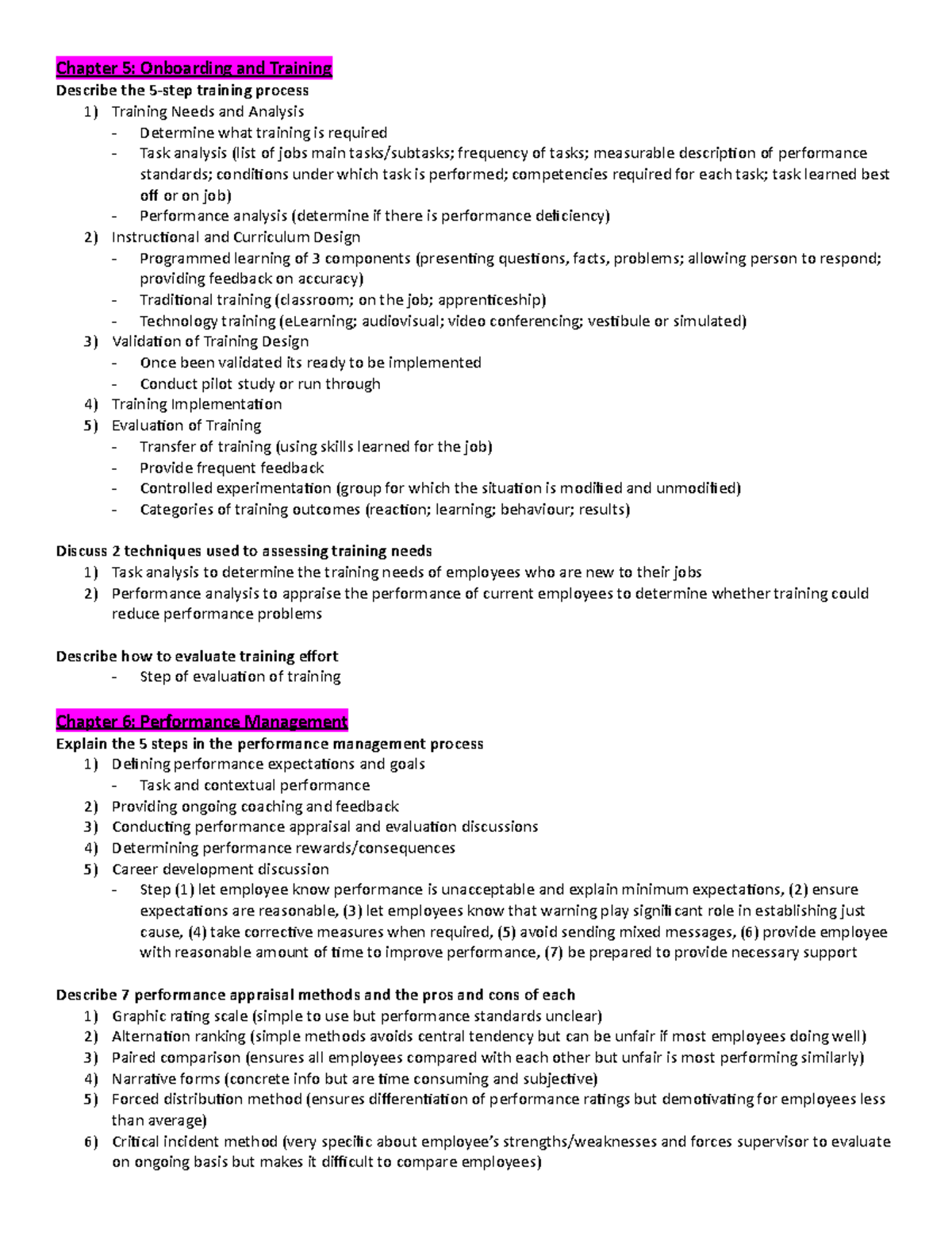 Exam 2 Notes for MOS 1021A - Chapter 5: Onboarding and Training ...
