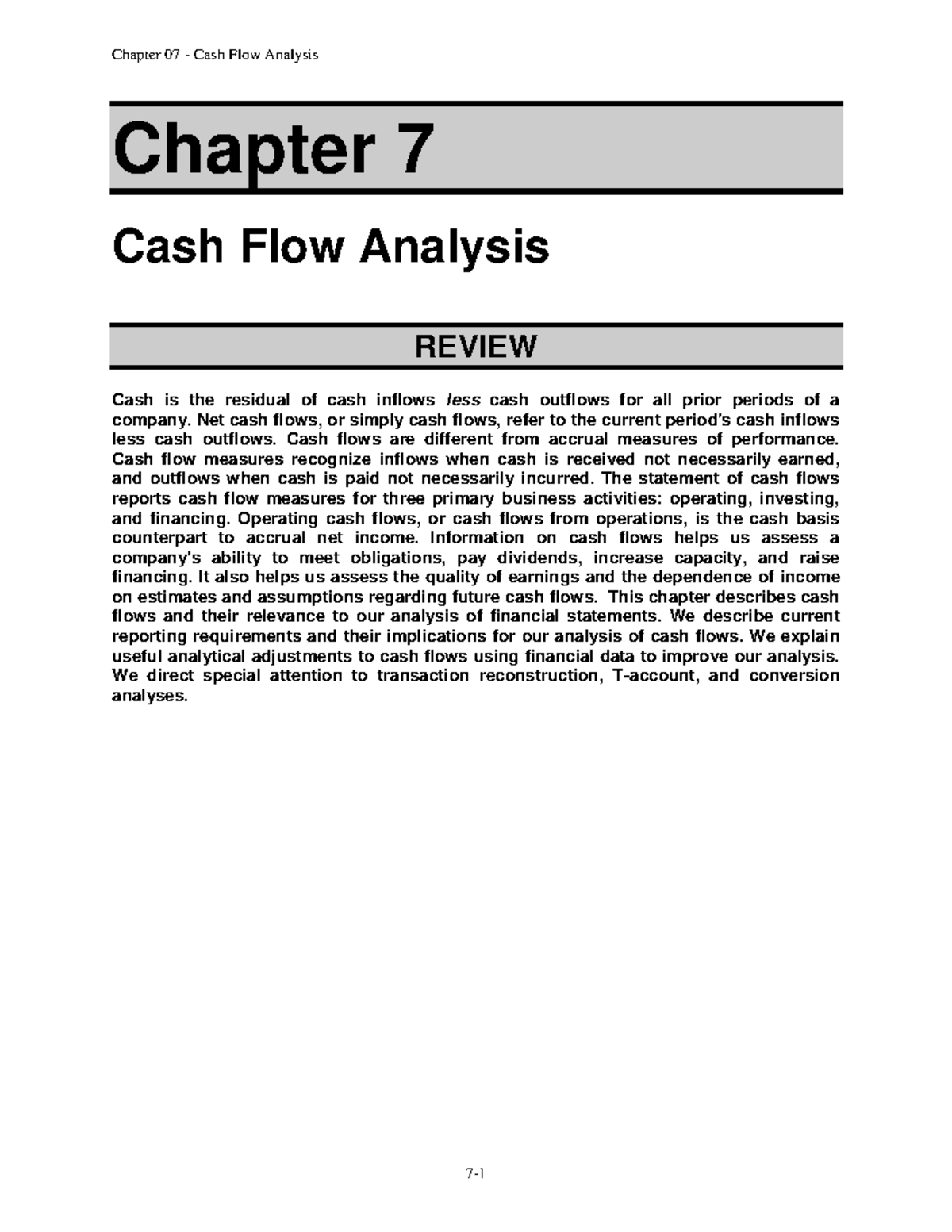 Financial statement analysis tenth edition solution for Ch 07 pdf - Chapter 7 Cash Flow Analysis ...