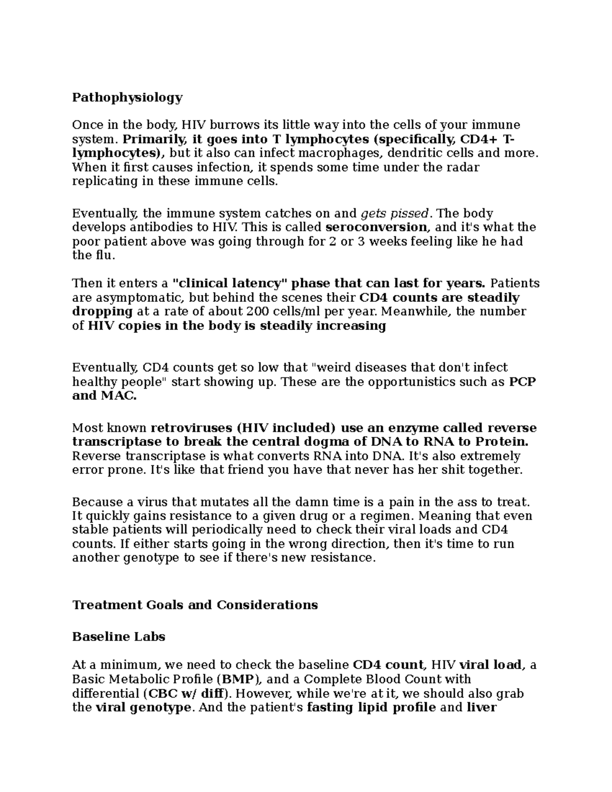 HIV Study Guide - HIV Notes for Fourth year viro PHARM D ...