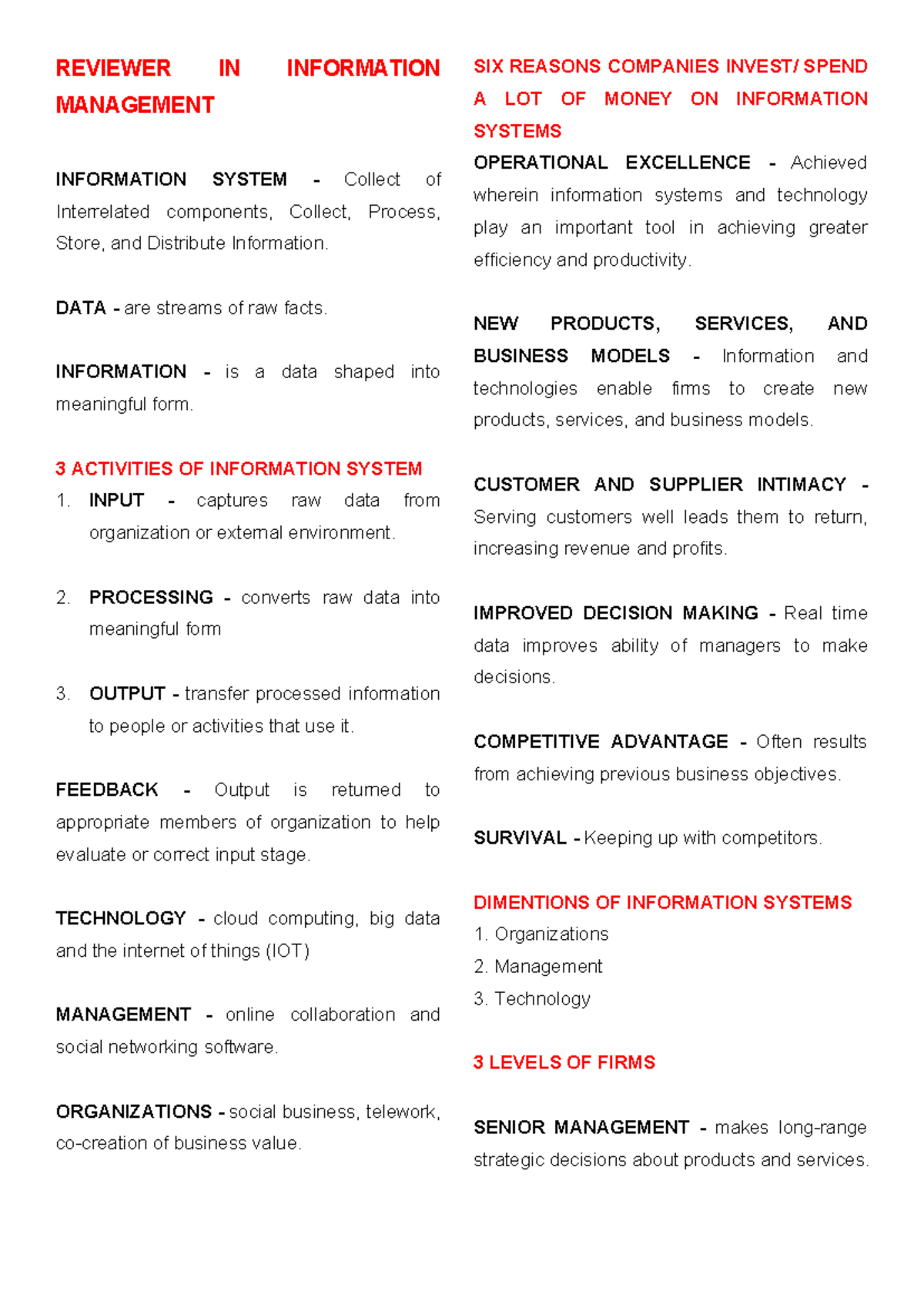 Reviewer IN Information Management - REVIEWER IN INFORMATION MANAGEMENT ...