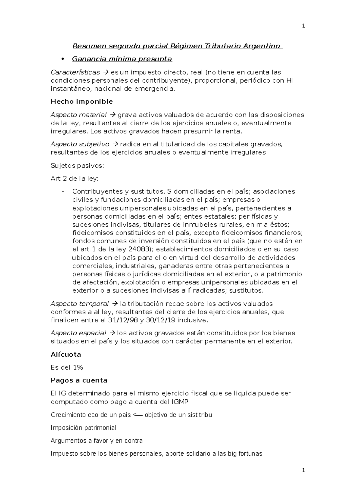 Resumen segundo parcial Régimen Tributario Argentino - Resumen segundo parcial Régimen ...