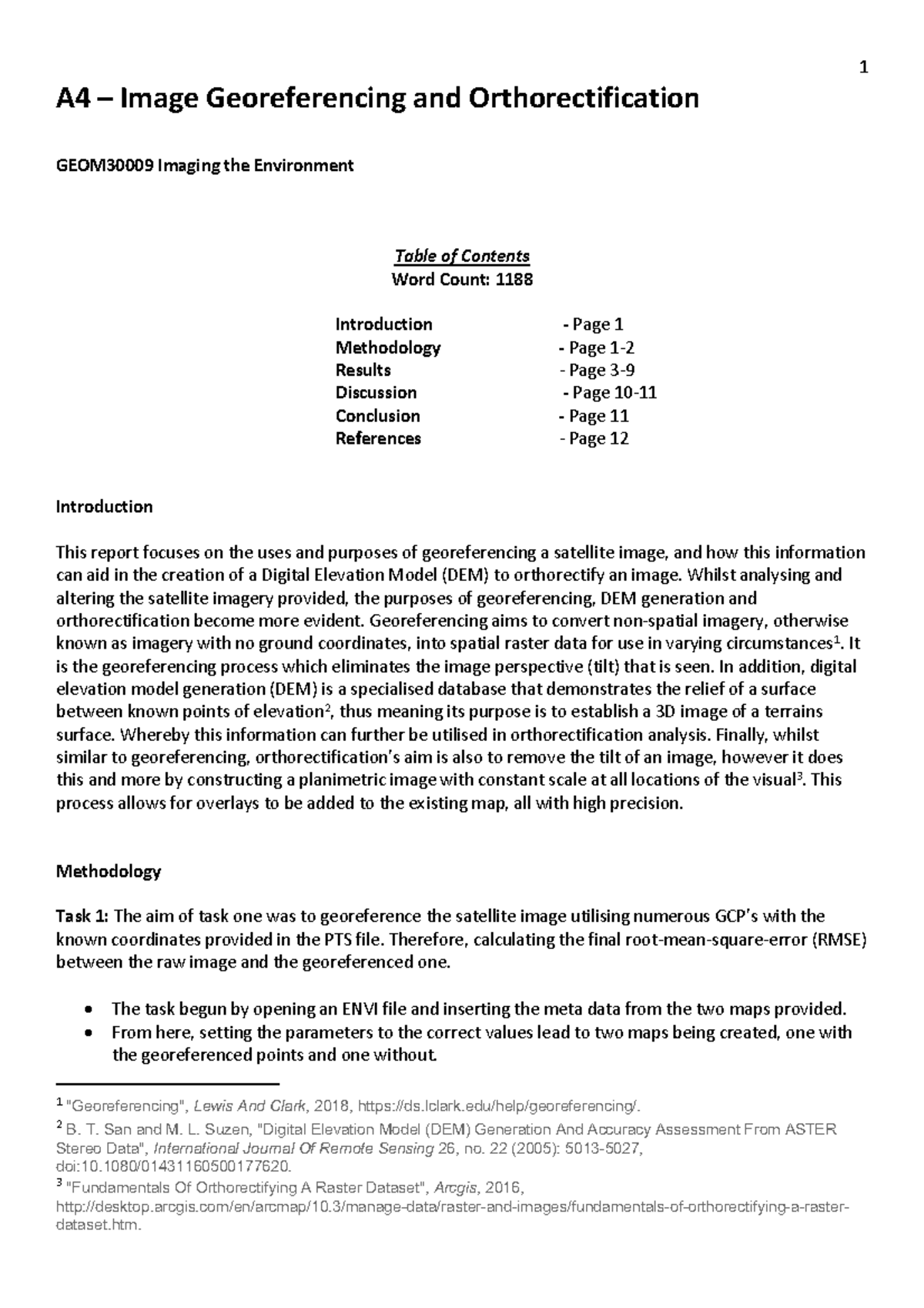 Imaging the Environment Assignment 4 - A4 – Image Georeferencing and Orthorectification ...