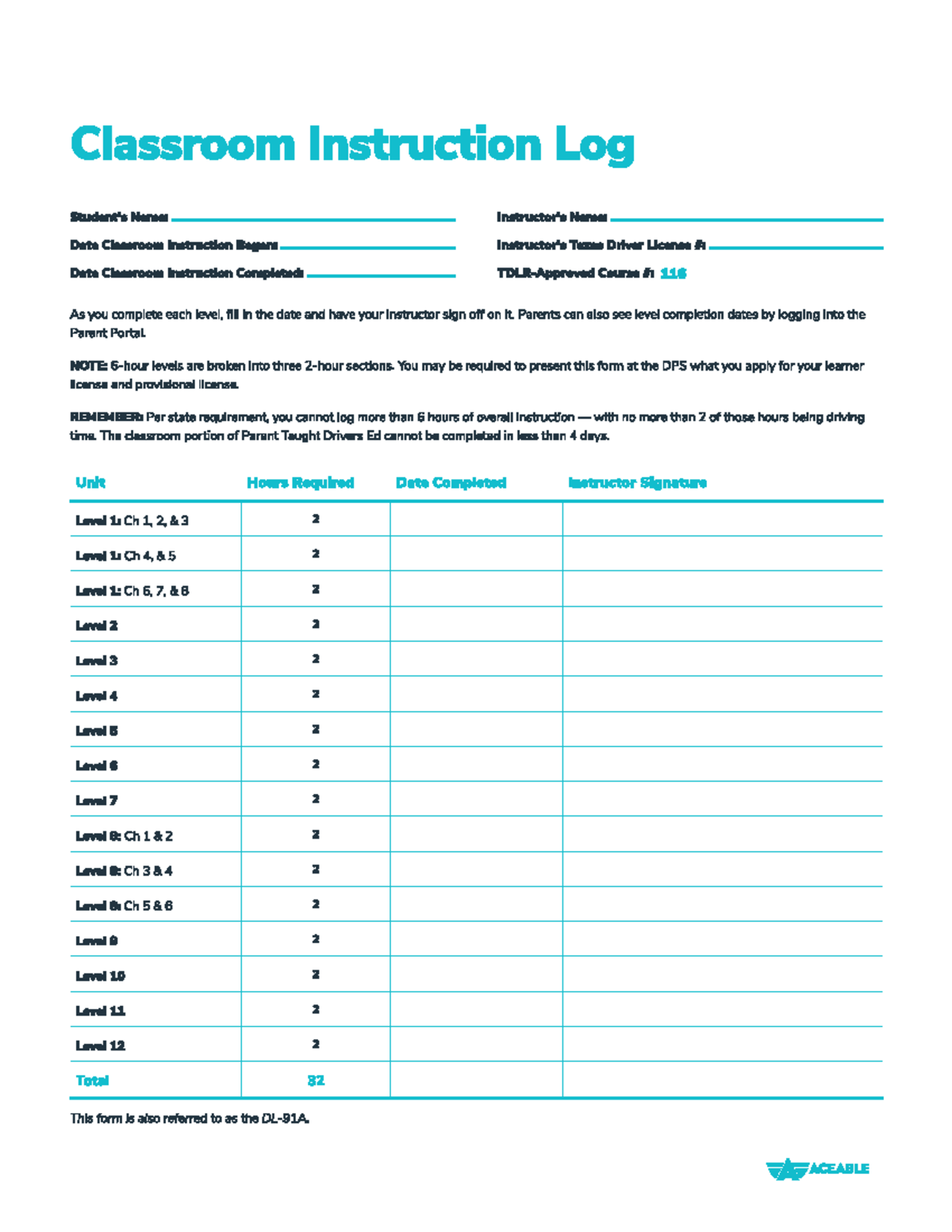 Log - fdsfffffffffffff - Classroom Instruction Log Name: Name: Date ...
